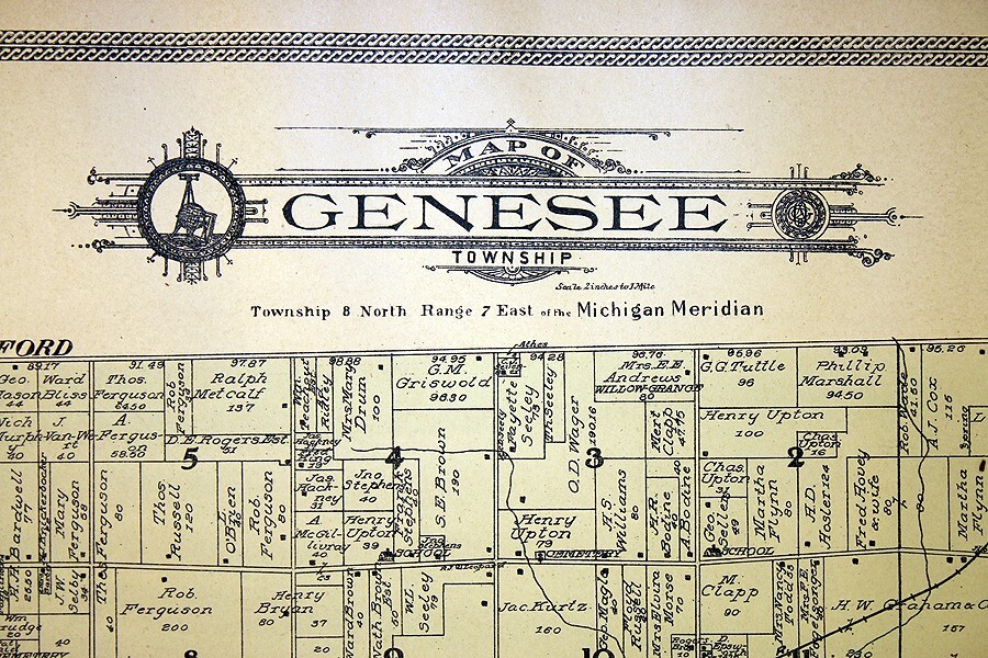 1907 Genesee Township Plat Map Genesee County Michigan Original | eBay