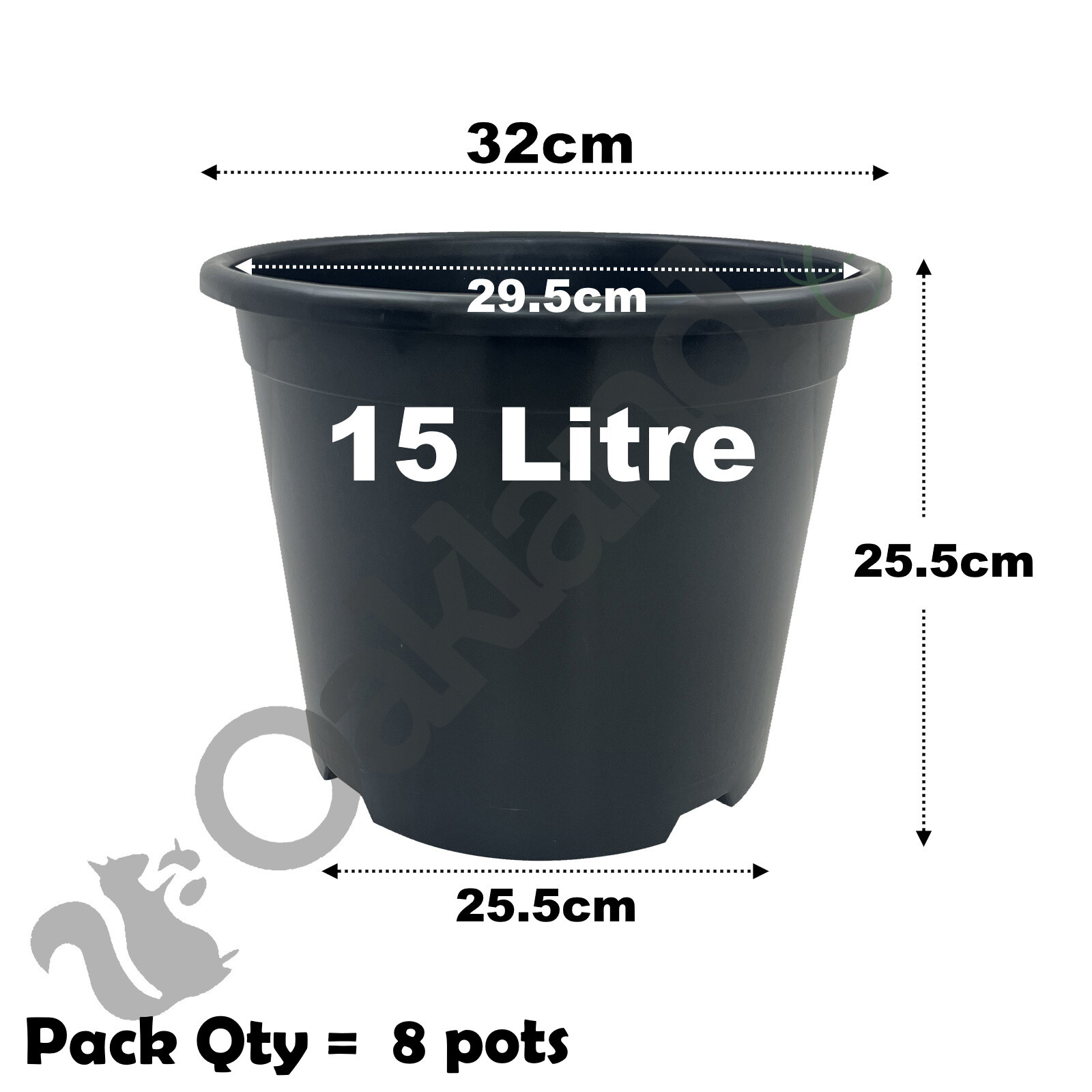 15 Litre Black Plant Pots Plastic Round Flower Pot L LT High Quality ...