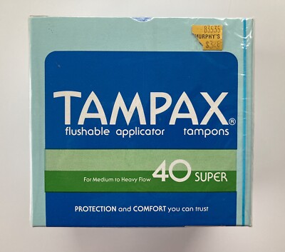 Vtg Super Tampax Flushable Applicator Medium Heavy 40 Tampons 80s Prop ...