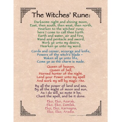 The Witches' Rune Poster 8.5 x 11" Parchment Print NEW Printed Page | eBay