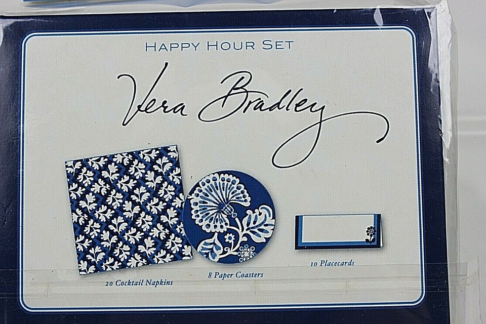 NWT Vera Bradley BLUE LAGOON Happy Hour Set - Napkins, Coasters ...