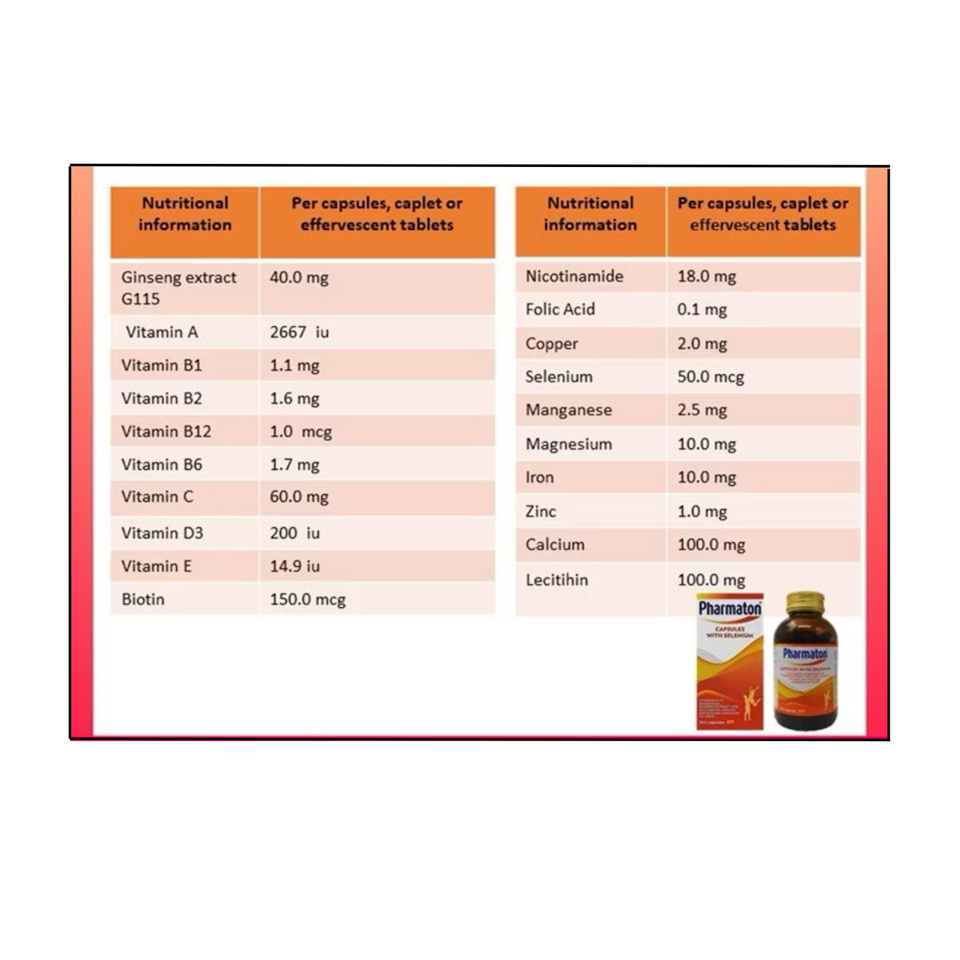 Pharmaton with G115 Ginseng and Selenium 100 Tablets Energy Booster | eBay