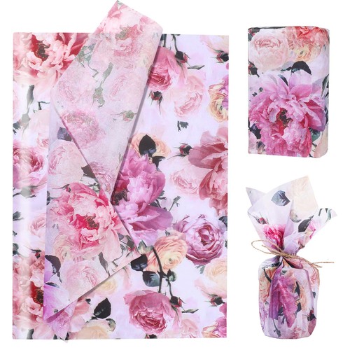 20 Sheets Large Flower Tissue Paper Peony Print Gift Wrap Tissue Paper ...