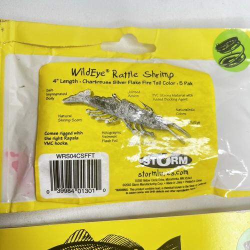 Storm WildEye Rattle Shrimp 4” 03 Fishing Lures (5-Pack) - Chartreuse ...