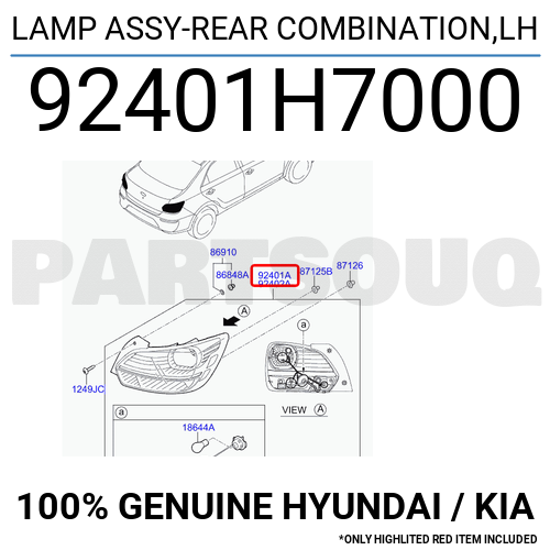 92401H7000 Genuine Hyundai / KIA LAMP ASSY-REAR COMBINATION,LH | eBay