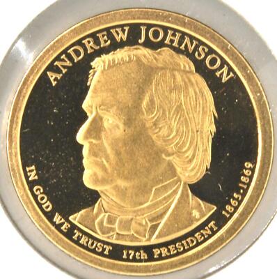 Single Andrew Johnson Face $1 Dollar Gold Proof 17th President ...