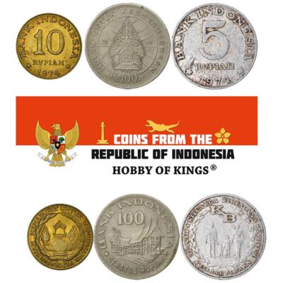 Indonesian 3 Coin Set 5 10 100 Rupiah | Indonesia | 1974 - 1978 | eBay