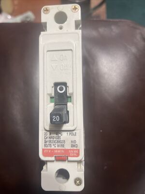 Eaton HFD1020 HFD Series C, 20A, 1P, 277VAC, 125VDC, 65 kAIC, Type HFD ...