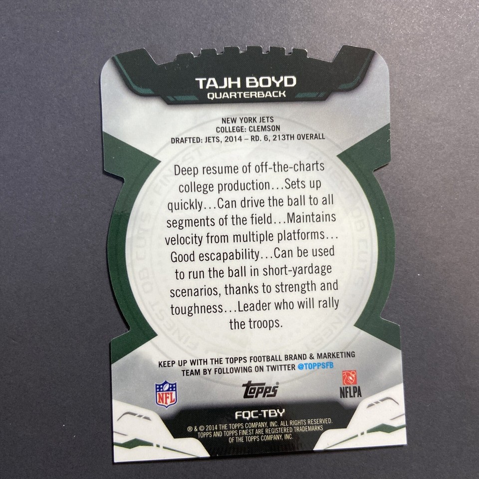 2014 Topps Finest QB Cuts Tajh Boyd #FQC-TBY Rookie RC Die Cut NY JETS ...