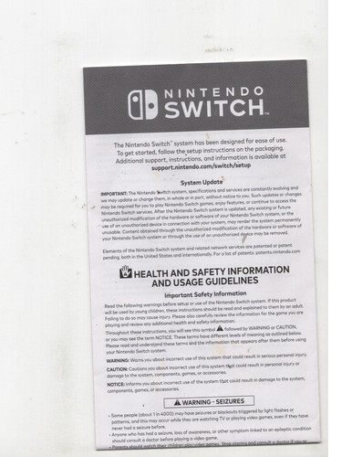 Health Safety Nintendo Switch INSERT ONLY Authentic | eBay