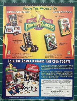 Rare Mighty Morphin Power Rangers Fan Club Order Form Vintage 1994 ...