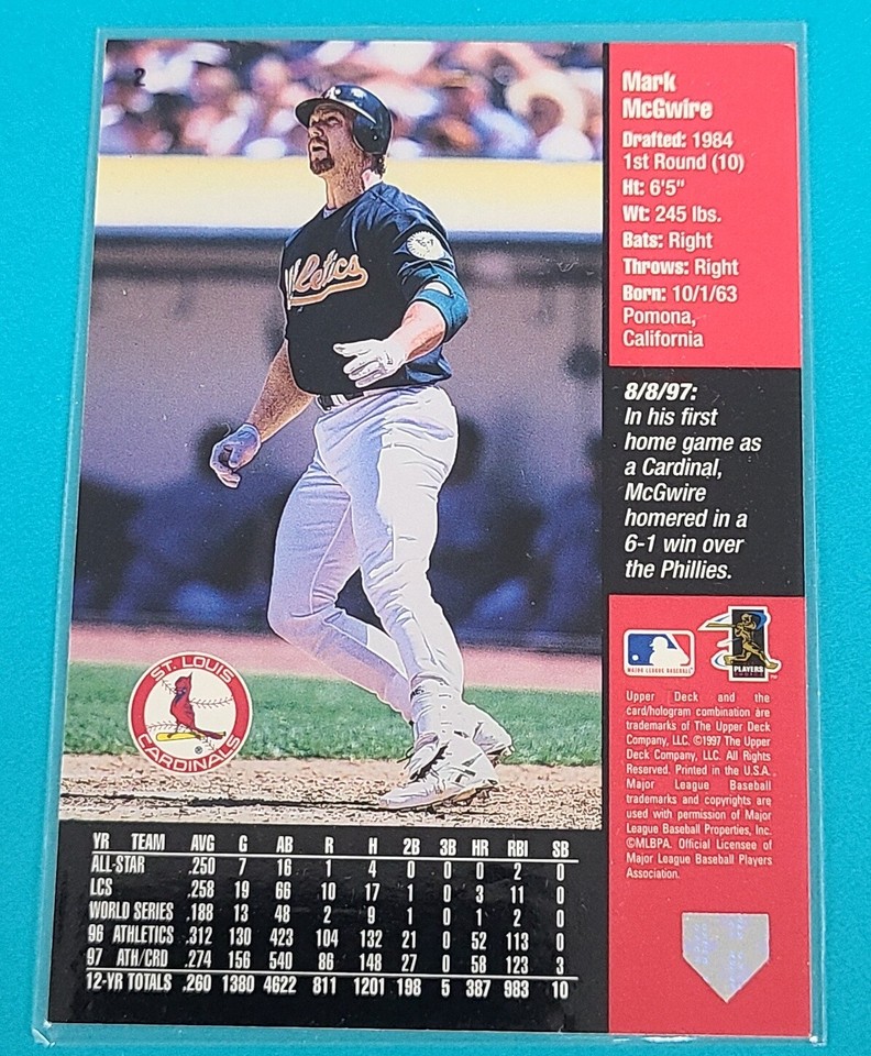 1998 Upper Deck Special F/X #2 Mark McGwire St. Louis Cardinals ...