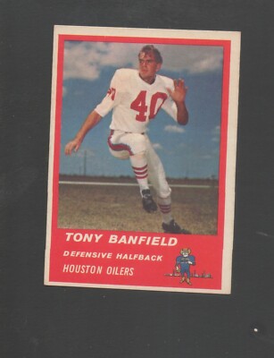 1963 Fleer Football Card #41 Tony Banfield-Houston Oilers Ex Mint Card ...
