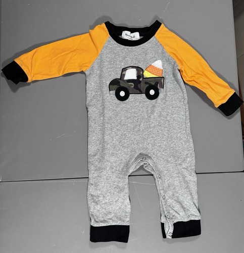 Marie Nicole 6-12 Months Romper Camo Truck Candy Corn Fall Long Sleeve ...