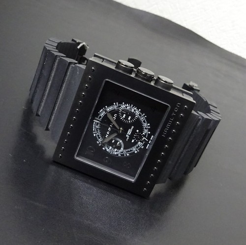 HAMILTON Khaki Square Chronograph Automatic Mens Black Titanium analog ...