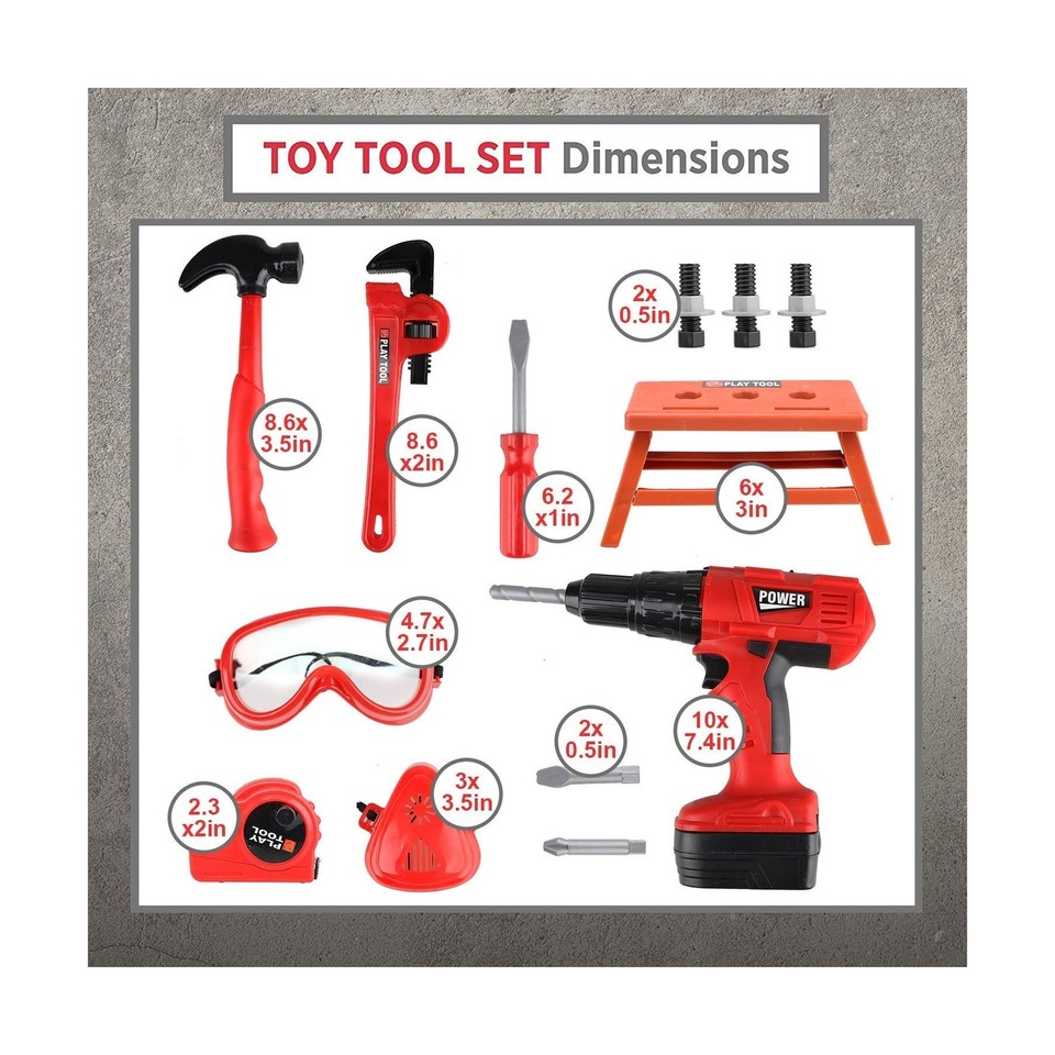 STEAM Life Kids Tool Set for Boys with Power Toy Drill, Toddler Tool ...