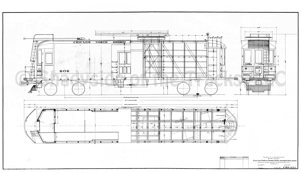 Chicago North Shore & Milwaukee Car #606 Poster-Size Repro Drawing 19 ...