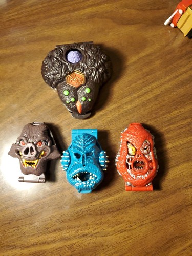 4 VNT Mighty Max Horror Head Playaets Bat Lava Sea Squirm Spider Blue ...