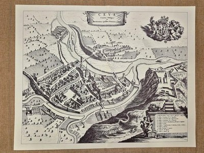 Veduta prospettica Città di Ceva Cuneo di G. T. Borgonio 1675 per Blaeu ...