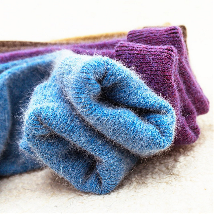 5 Pack Women Wool Angora Casual Solid Boot Warm Thick Crew Socks ...