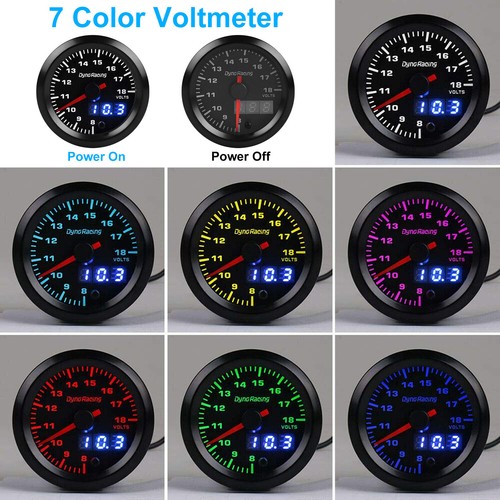 2 inch 52mm Universal 7 Colors LED Digital & Pointer Car Volt Meter ...