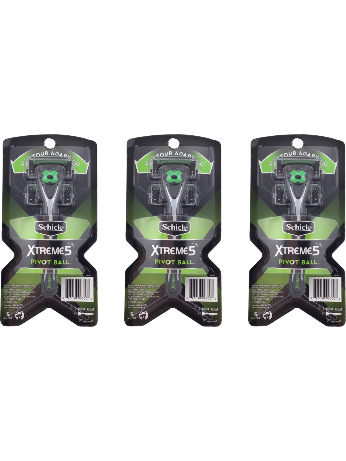 3 Pack Schick Xtreme 5 Pivot Ball Razor Kit 5 Blades & 2 Cartridges ...