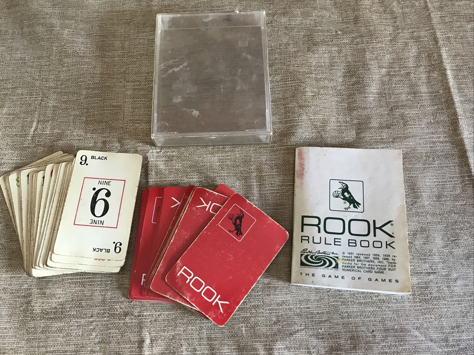 Vintage Rook Red Cards Parker Brothers 1968 Hard Plastic Case Complete ...