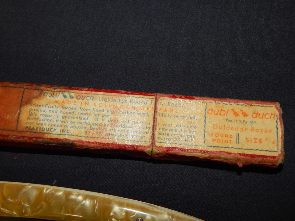 VINTAGE PERALDUCK DUBL DUCK "GOLDEDGE" STRAIGHT RAZOR IN ORIGINAL BOX ...