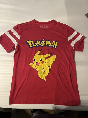 Pokemon Pikachu Red Shirt Size Medium Striped Sleeves | eBay