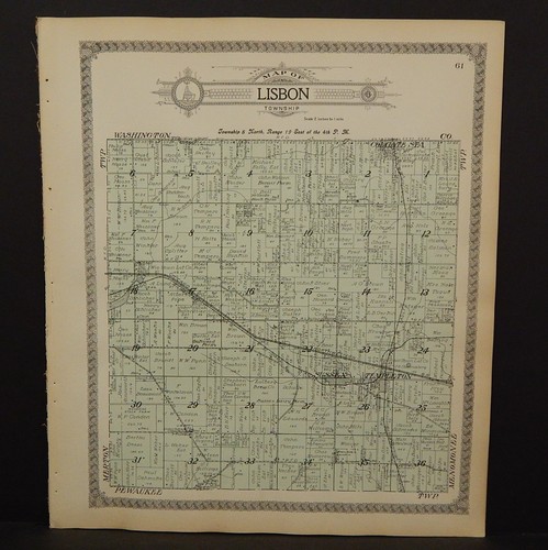 Wisconsin Waukesha County Map Lisbon Township 1914 L12#65 | eBay
