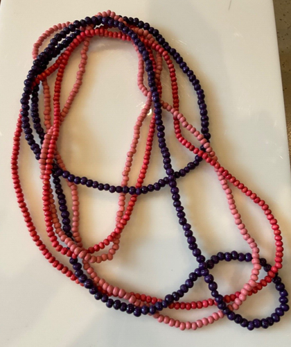 3 of Aqua bright blue tone seed beads bead beaded strand loop long necklace | eBay Australia