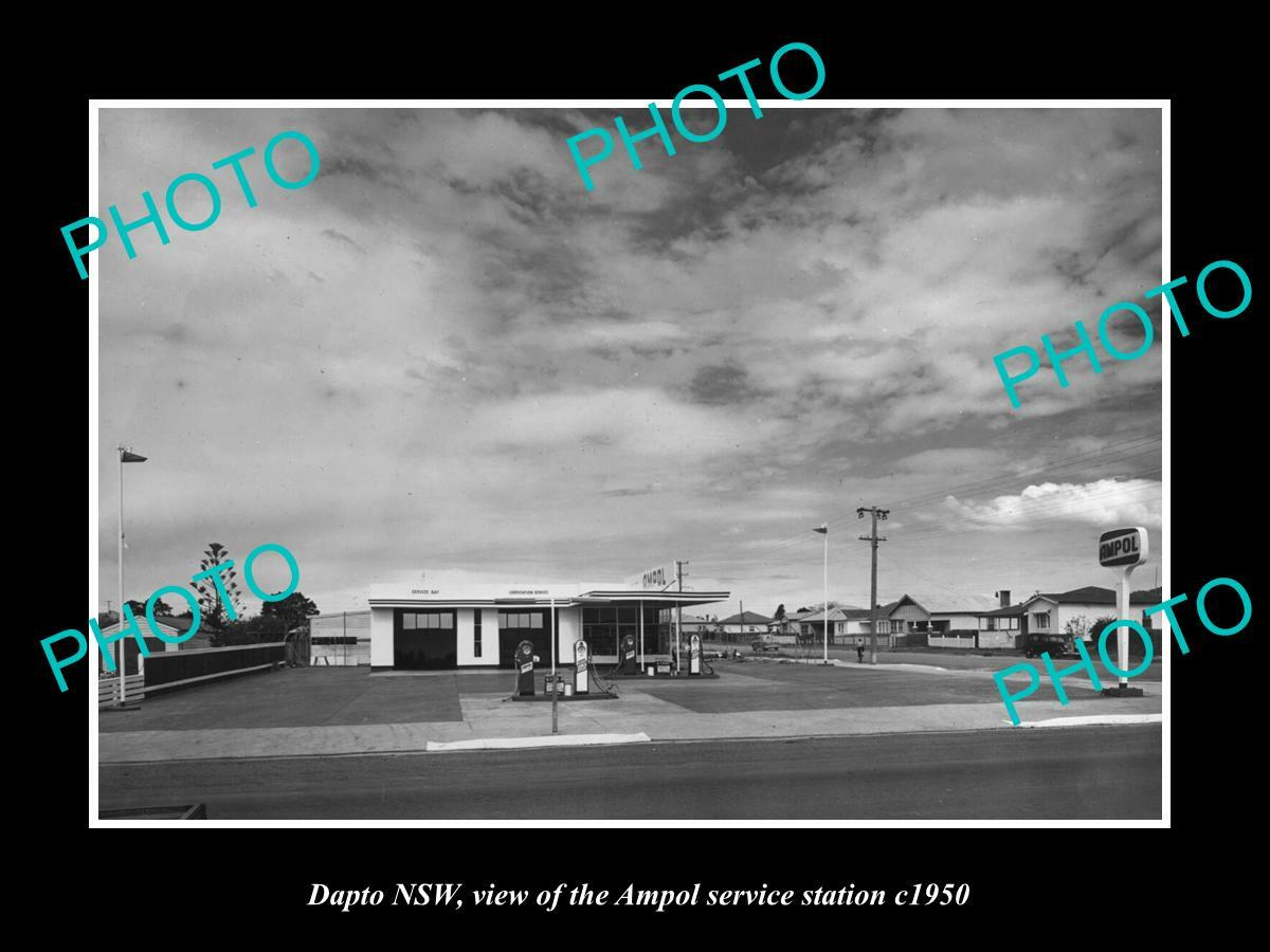 OLD POSTCARD SIZE PHOTO OF DAPTO NSW AMPOL OIL Co SERVICE STATION c1950 ...