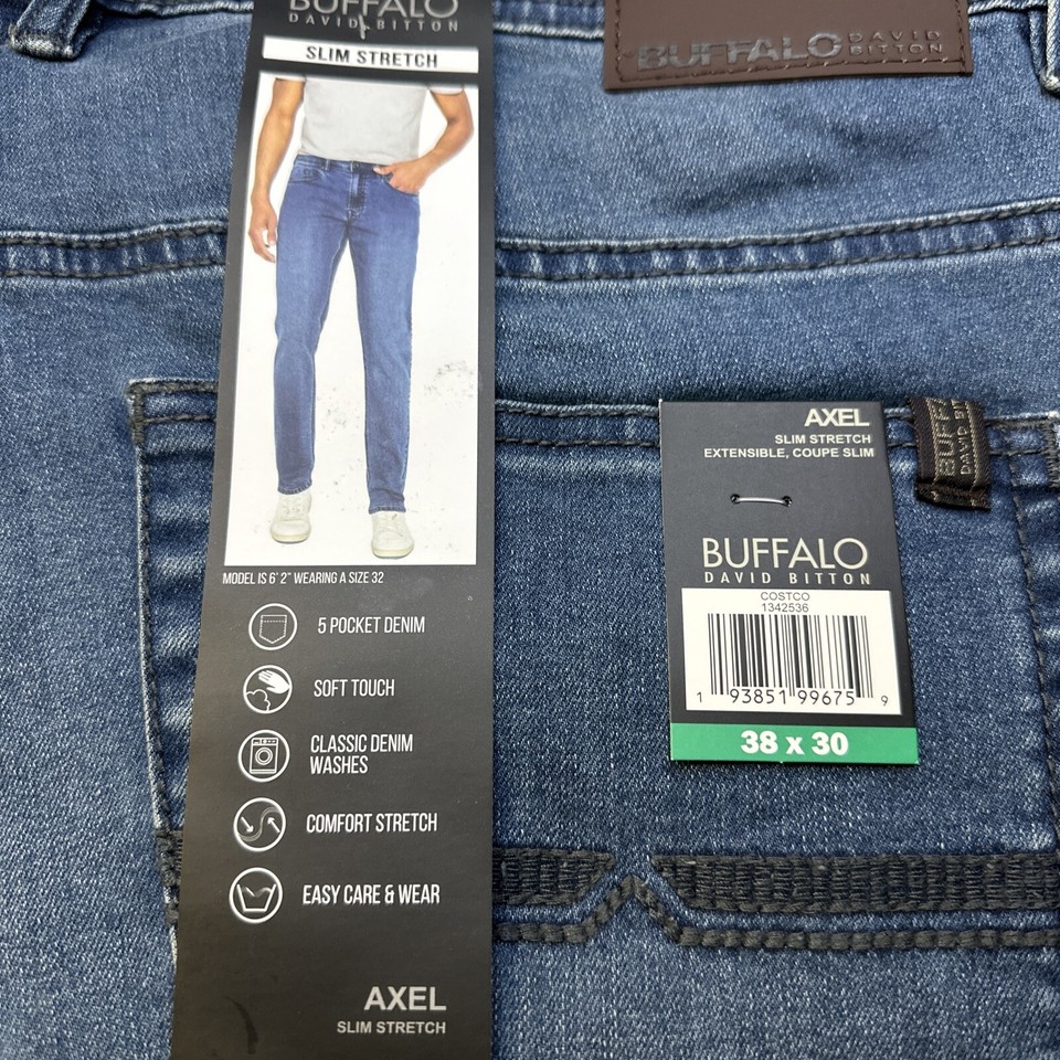 BUFFALO David Bitton Mens AXEL Slim Stretch Jeans 38x30 Med Blue 5 ...