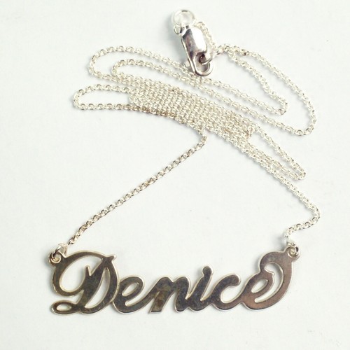 Sterling silver cable chain Denice name necklace 17.19" | eBay