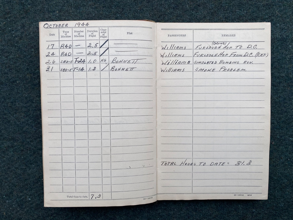 Original WW2 USMC Fleet Marine Aviators Flight Log Book SBD5 Dauntless ...