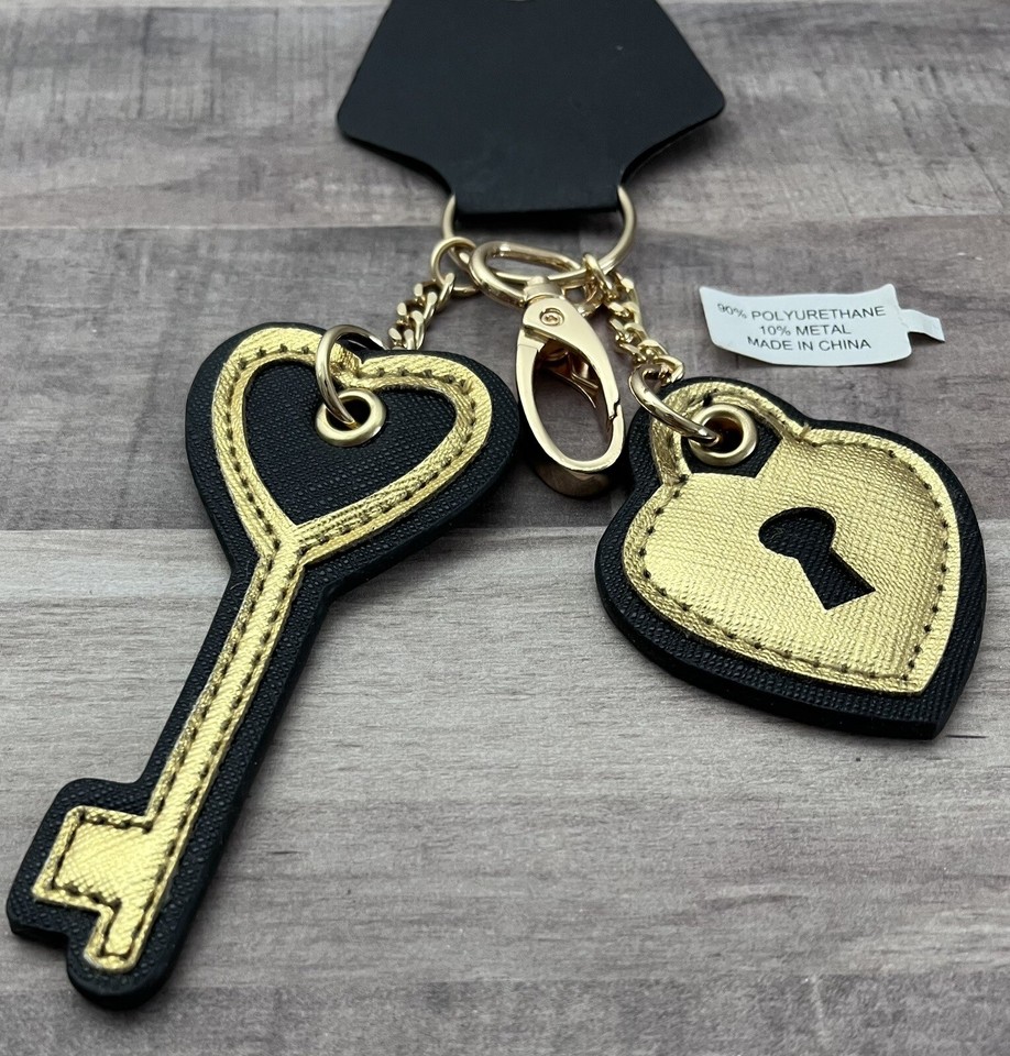 Gold Tone Lock And Key Bag Purse Charm Key FOB Lock & Key Charm Bling ...