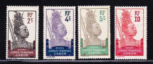 Album Treasures Gabon Scott # 34-37 2c-10c Fang Warrior Mint Hinged | eBay