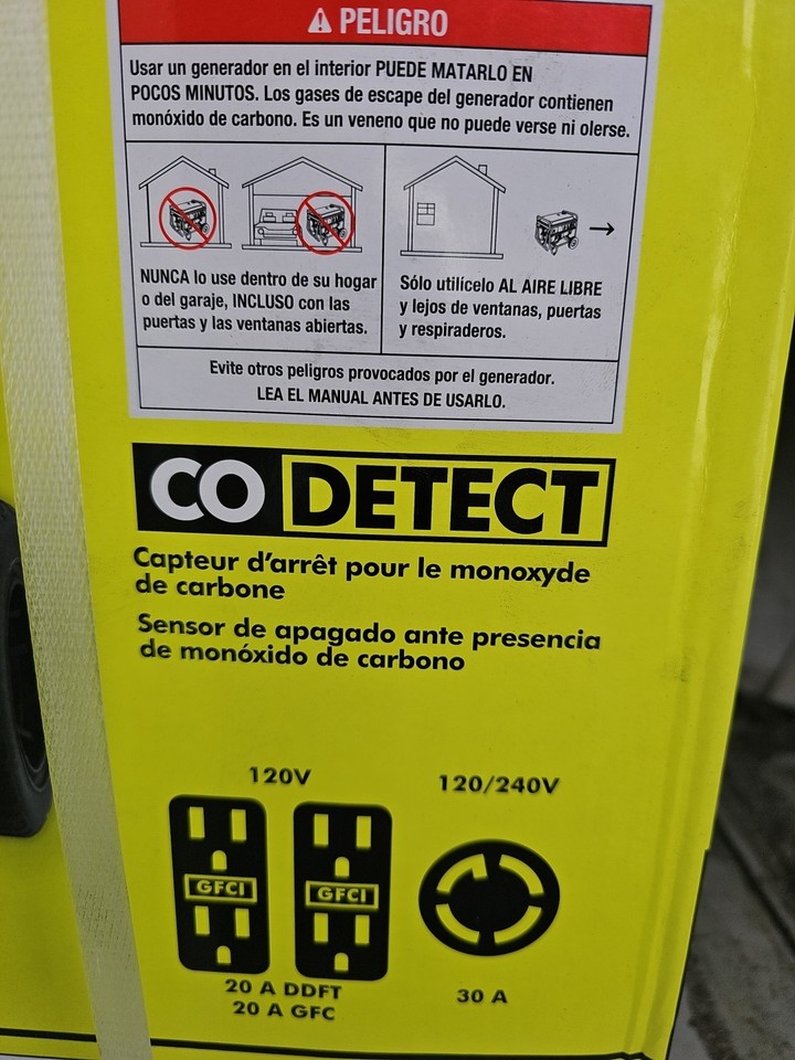 RYOBI 6,500-Watt Gasoline Powered Portable Generator with CO Shutdown ...