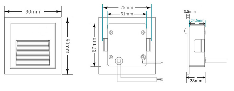 Waterproof 3W LED Step Light Recessed Stair Footlights Embedded Wall ...
