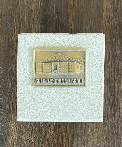 Gulf Insurance Group VTG Brass Plate & Stone Paperweight | eBay