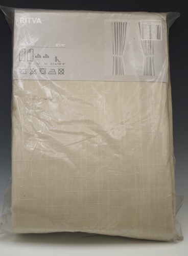 IKEA RITVA 100% COTTON 2 PANELS CURTAINS PAIR WITH TIEBACKS 57" BY 98 ...