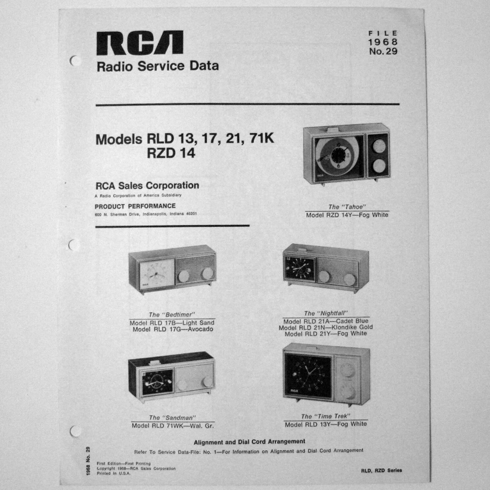 RCA ® Models RLD13 RLD17 RLD21 RLD71K RZD14 Table Radio - Service ...