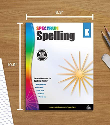 Spectrum Kindergarten Spelling Workbooks, Ages 5 to 6, Alphabet Letters ...