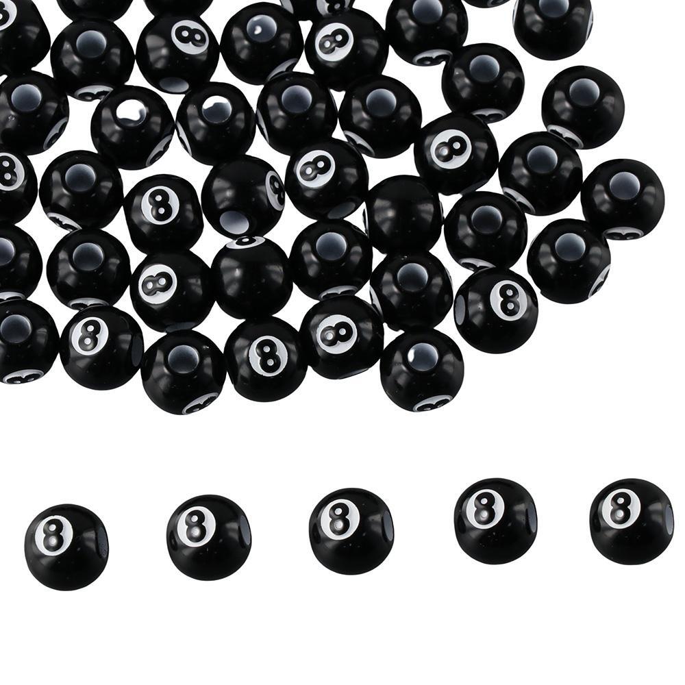 Round Acrylic Billiards Beads Number 8 Black Billiard Beads For Crafts ...