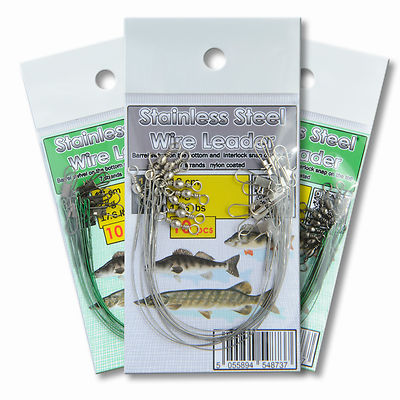 Trace Wires Leader 18cm 8kg 17lb Stainless Steel Coated Fishing Zander ...