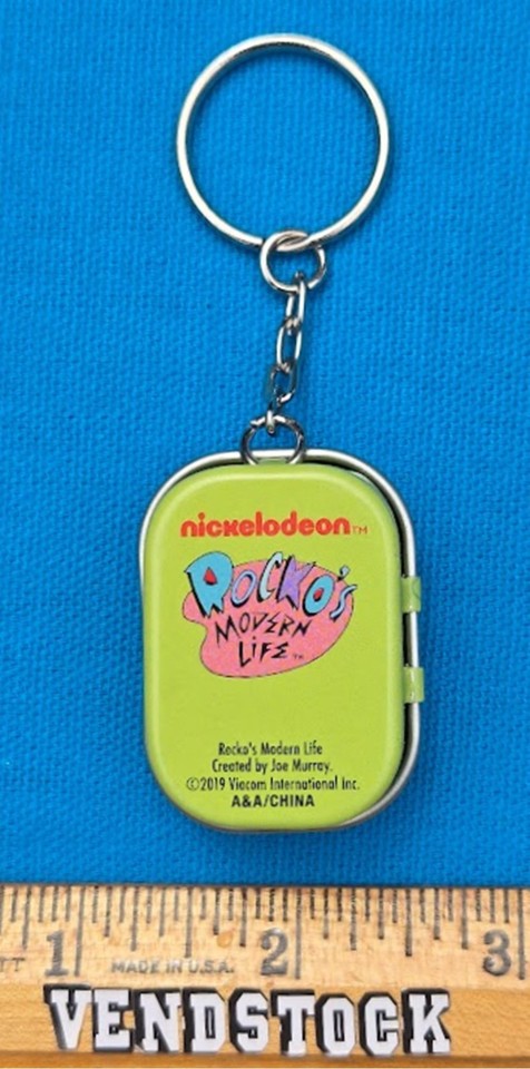 RARE! ROCKOS MODERN LIFE HEFFER MINI TIN KEYCHAIN & STICKERS VIACOM JOE ...