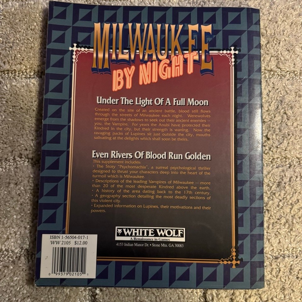 Milwaukee by Night 1992 White Wolf WW2105 Vampire The Masquerade RPG ...