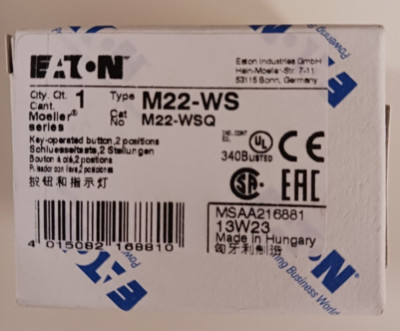 Eaton Schlüsseltaste, tastend, Frontring titan, 2 Stellungen, 22,5mm, M22-WS | eBay.de