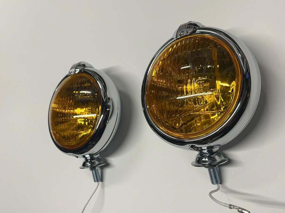 5" Vintage Amber Lens Fog Lights W/ Crest 12V 35W Pair | Speedway ...