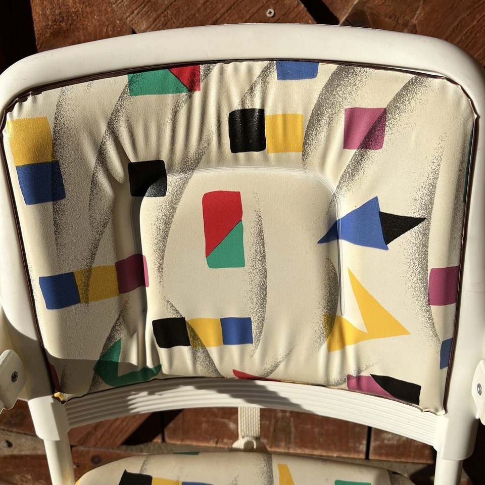 Vintage 80s 90s Cosco Metal & Vinyl Baby High Chair Geometric Shapes ...